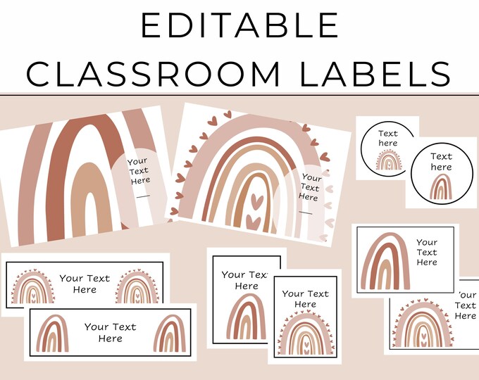 Modern Boho Rainbow Classroom Labels [editable] - Etsy Canada