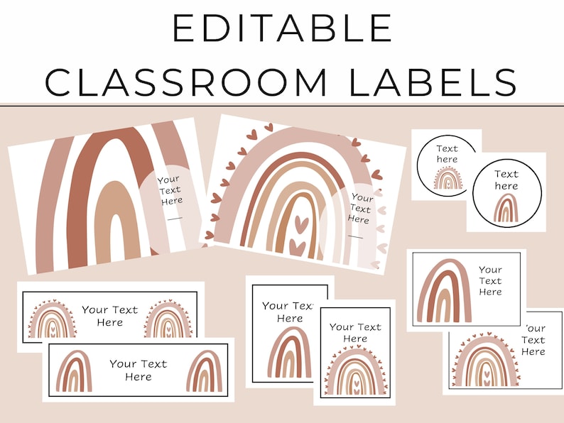 Boho Rainbow Theme Editable Classroom Labels | Digital Download | Boho ...