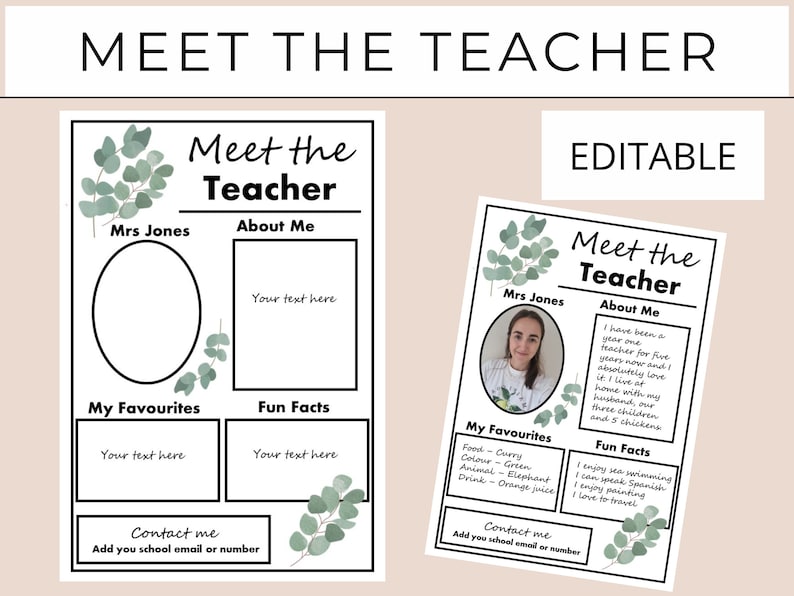 Meet the Teacher Editable Power Point Printable | - Etsy