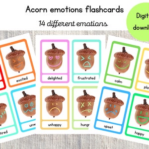 Acorn Emotions Flash Cards | Nature Emotions | Digital Download | Kids ...