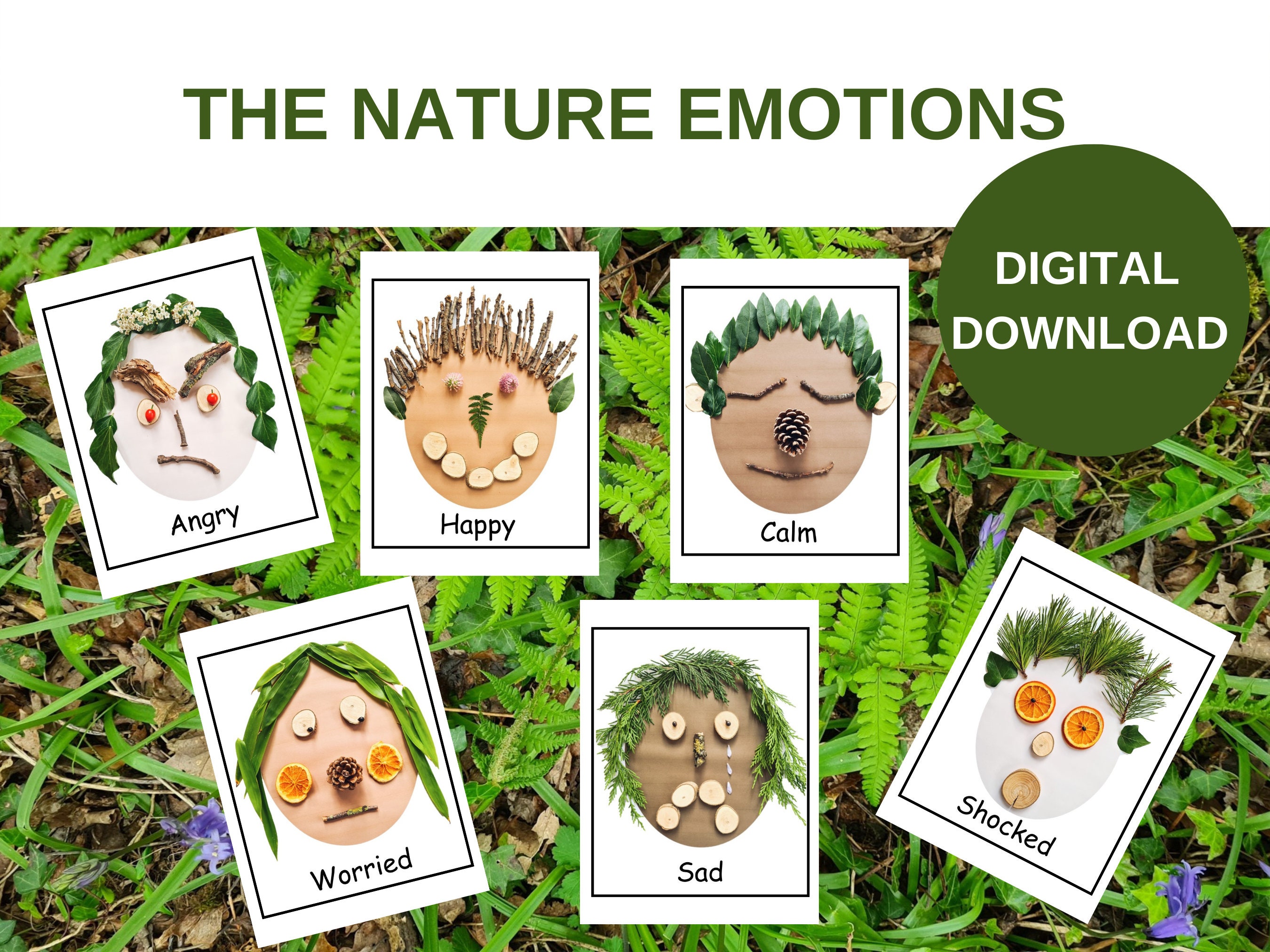 Emotions Flash Cards Nature Emotions Digital Download - Etsy