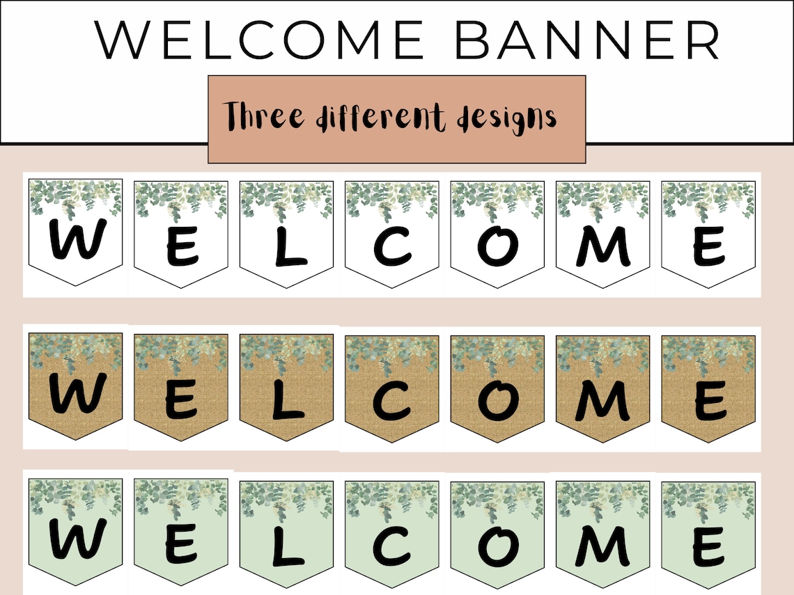 Eucalyptus Welcome Banner | Digital Download | Natural Classroom ...