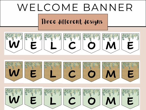 Eucalyptus Welcome Banner Digital Download Natural - Etsy