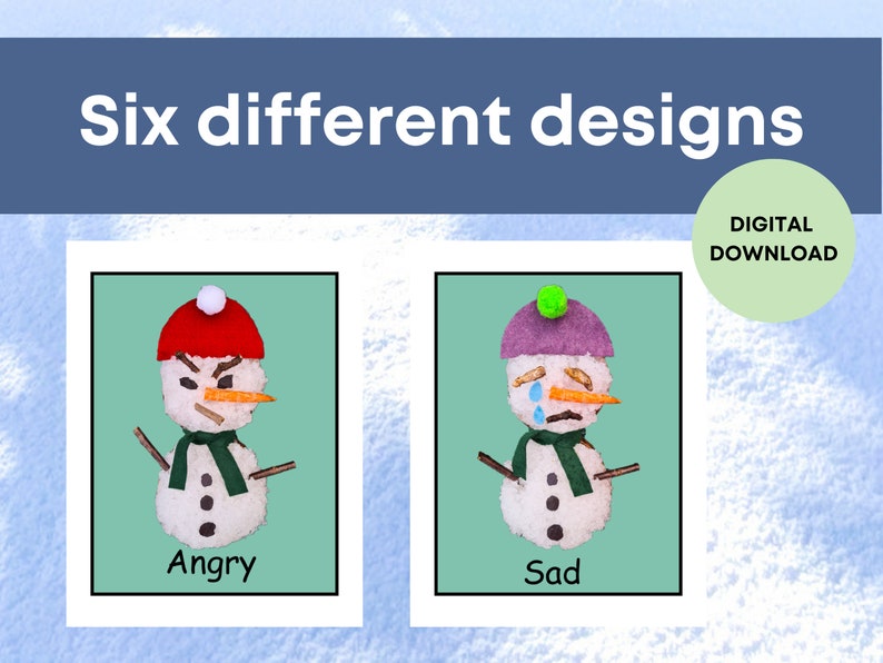 Snowmen Emotions Feelings Flash Cards Digital Download Kids - Etsy