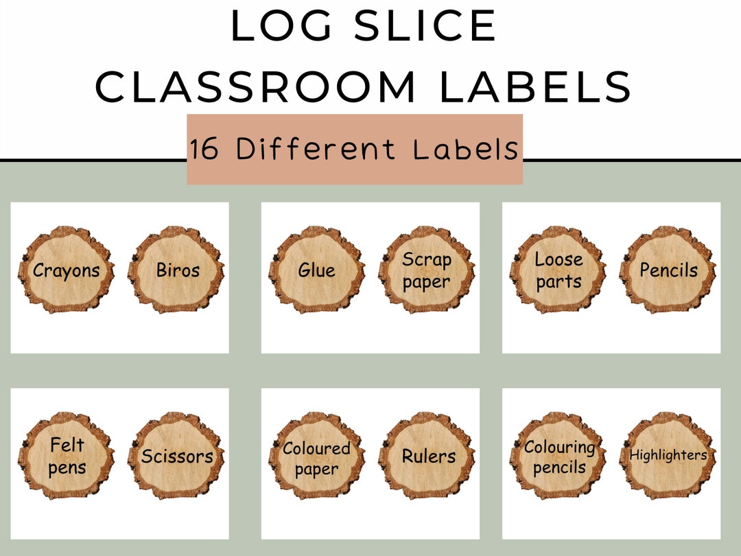 Log Slice Classroom Labels | Digital Download | Natural Classroom ...