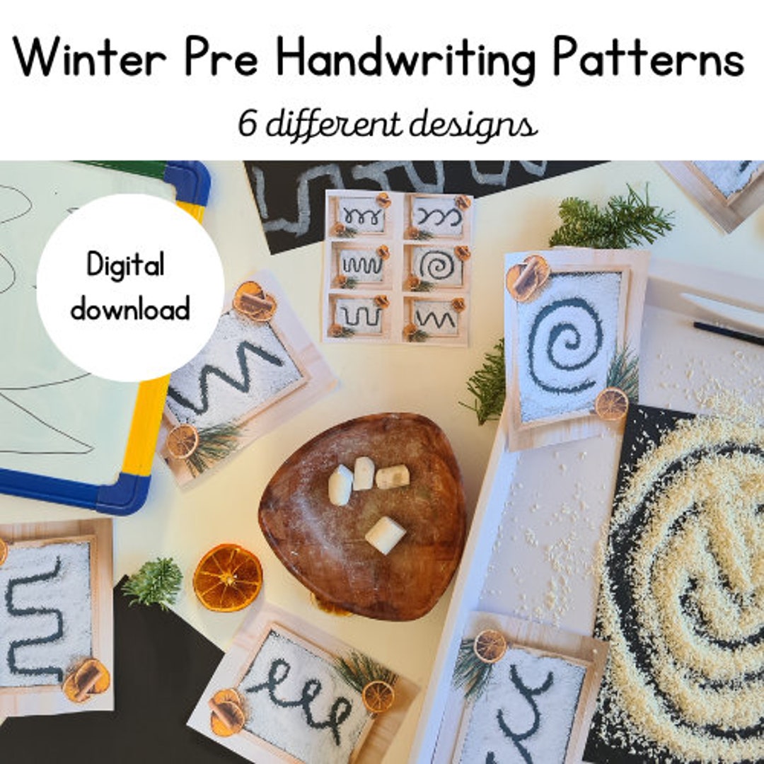 Winter Themed Pre Handwriting Patterns Downloadable Pdf Document - Etsy