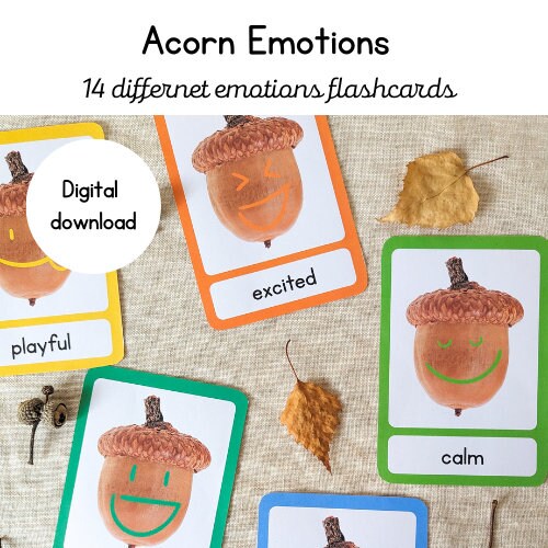 Acorn Emotions Flash Cards | Nature Emotions | Digital Download | Kids ...