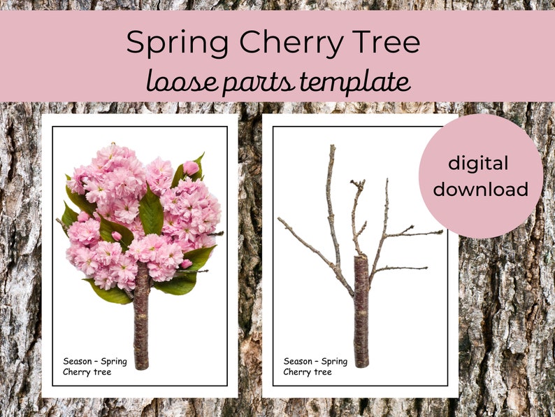 Spring Blossom Cherry Tree Nature Loose Parts Template | Digital ...