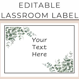 Eucalyptus Editable Power Point Classroom Labels | Natural Classroom ...