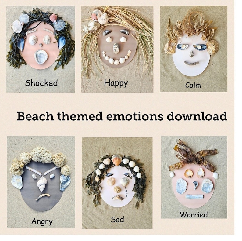 Summer Beach Themed Emotions / Feelings Flash Card Digital Download ...
