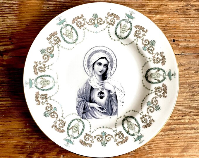 Vintage Virgin Mary Catholic Religious Plate Altered Art - Etsy