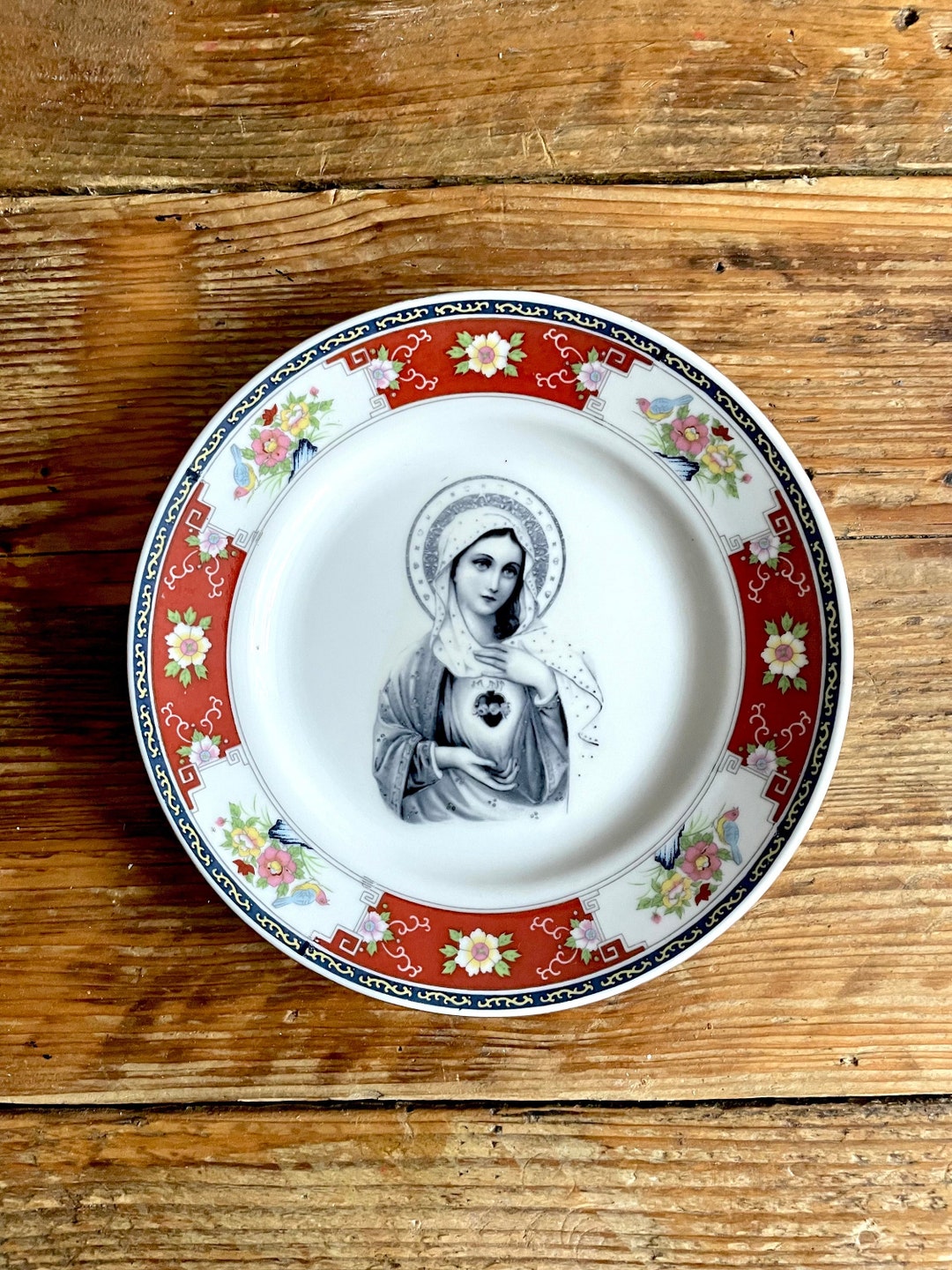 Vintage Virgin Mary Catholic Religious Plate Altered Art - Etsy