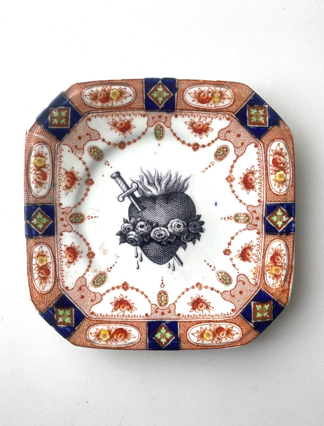 Vintage Sacred Heart Plate Altered Art / Wall Art Plate / Religious ...
