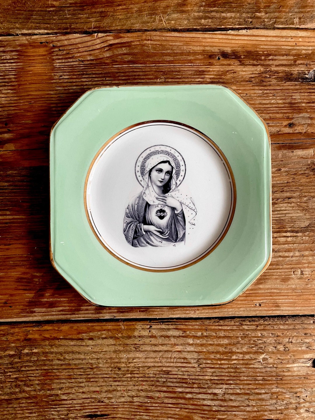Vintage Virgin Mary Catholic Religious Plate Altered Art - Etsy