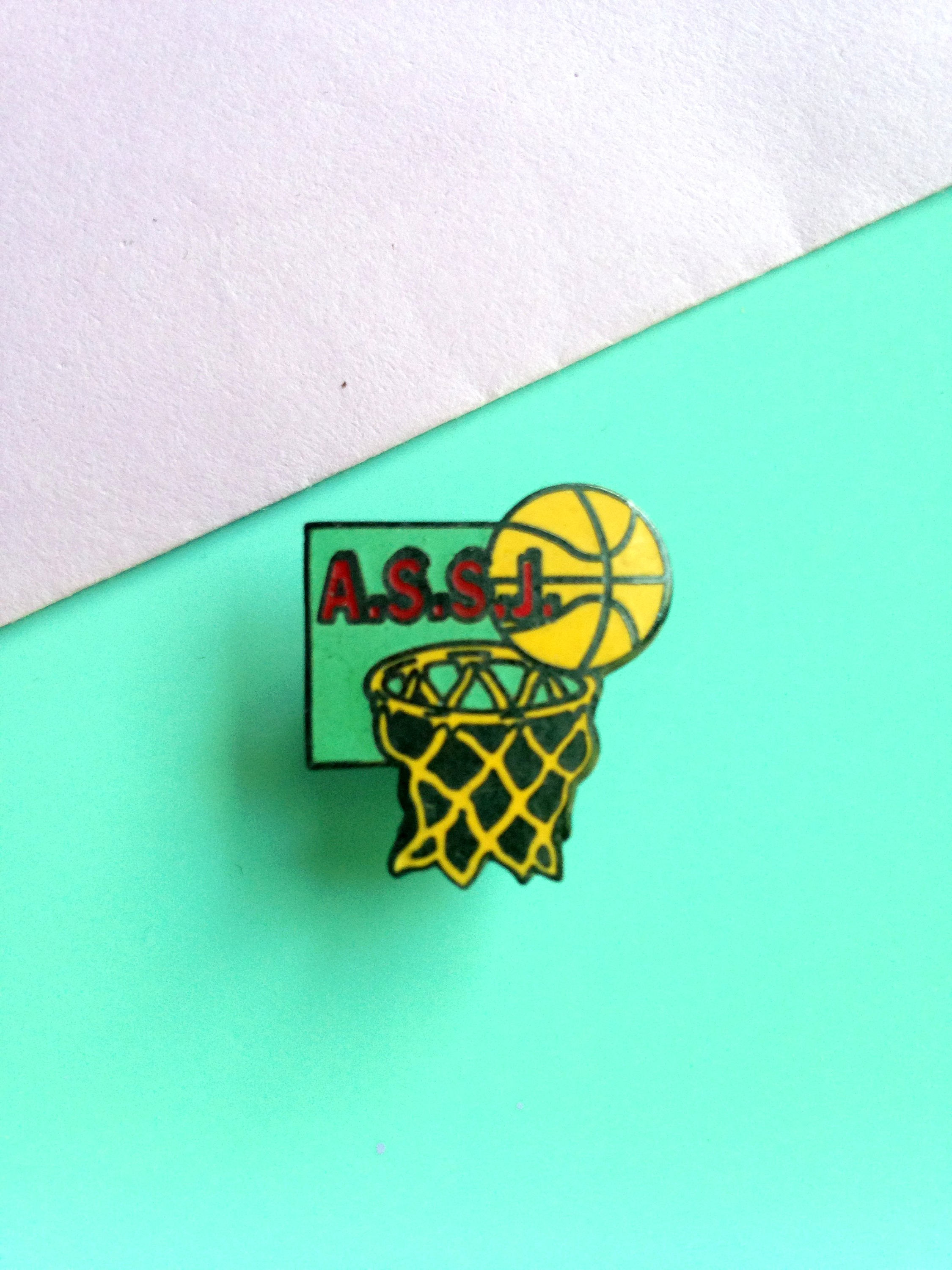 Vintage enamel pin badge Basketball A.S.S.J. pin | Etsy