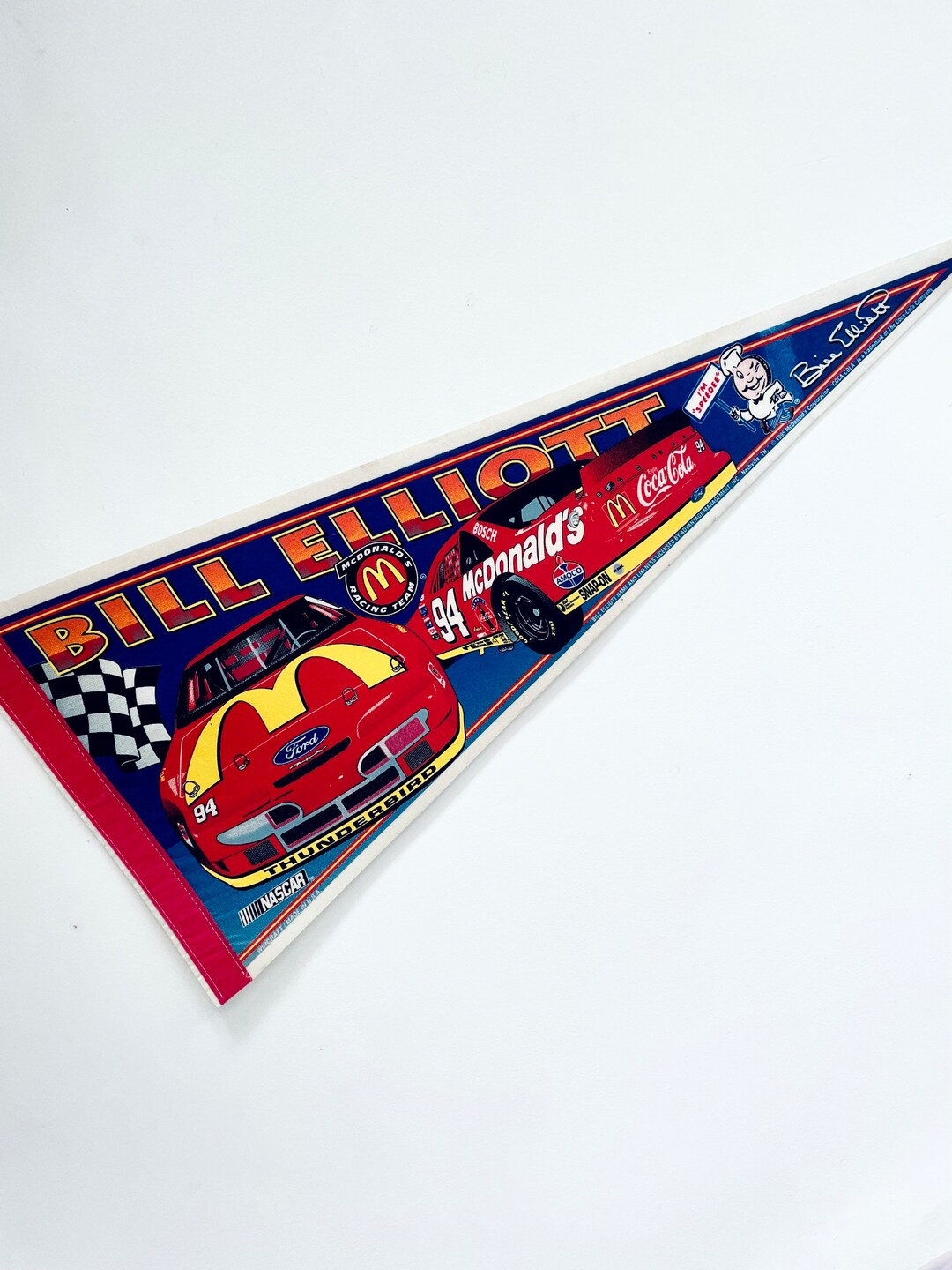 30" BIG Vintage 90s Pennant / NASCAR / Felt Flag Souvenir / Bill ...
