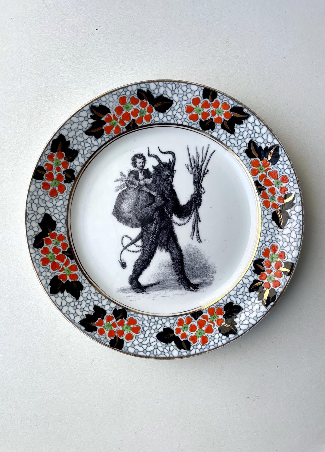 Vintage Plate KRAMPUS Altered Art Gothic / Spooky / Krampusnacht ...