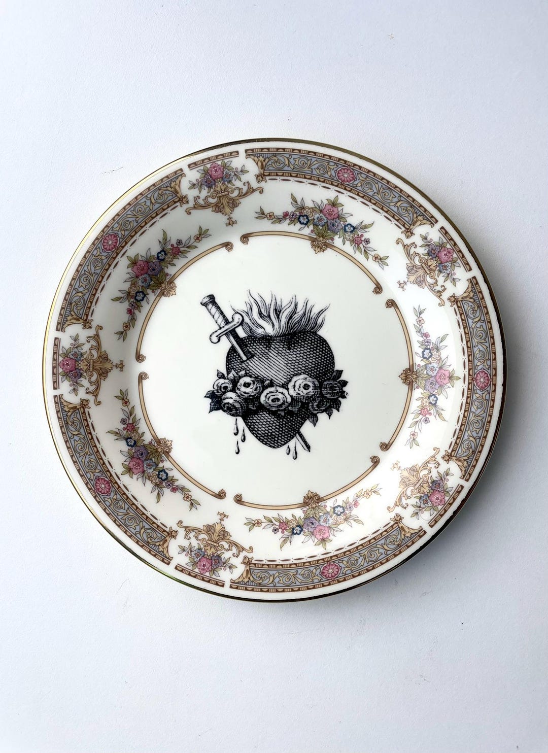 Vintage Sacred Heart Plate Altered Art / Wall Art Plate / Religious ...