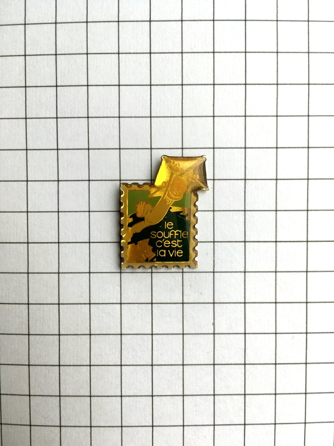 Vintage Enamel Pin / Wellbeing Pin / Breath is Life Pin / Le Souffle C ...