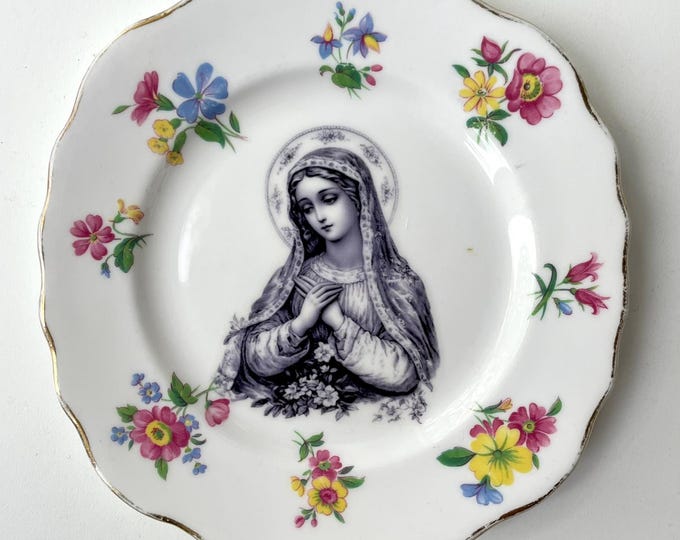 Vintage Virgin Mary Catholic Religious Plate Altered Art - Etsy