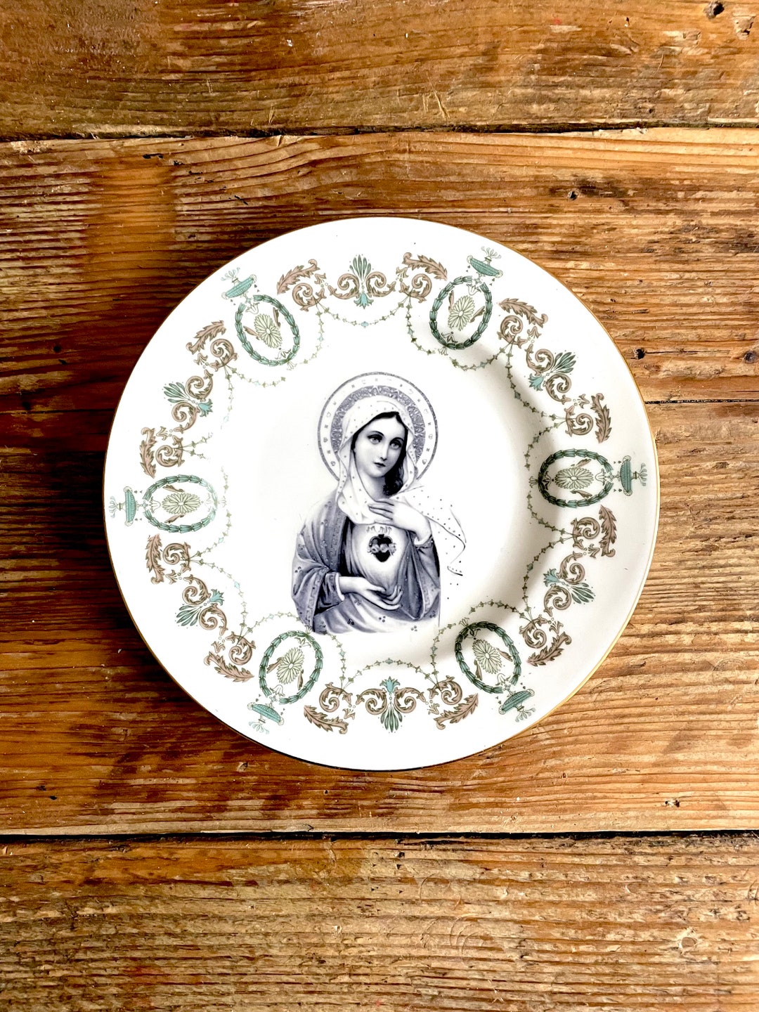 Vintage Virgin Mary Catholic Religious Plate Altered Art - Etsy