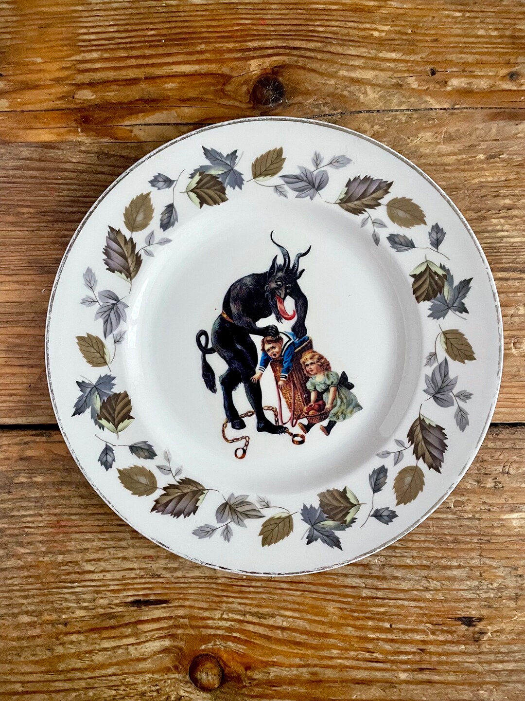 Vintage Plate KRAMPUS Altered Art Gothic / Spooky / Krampusnacht ...