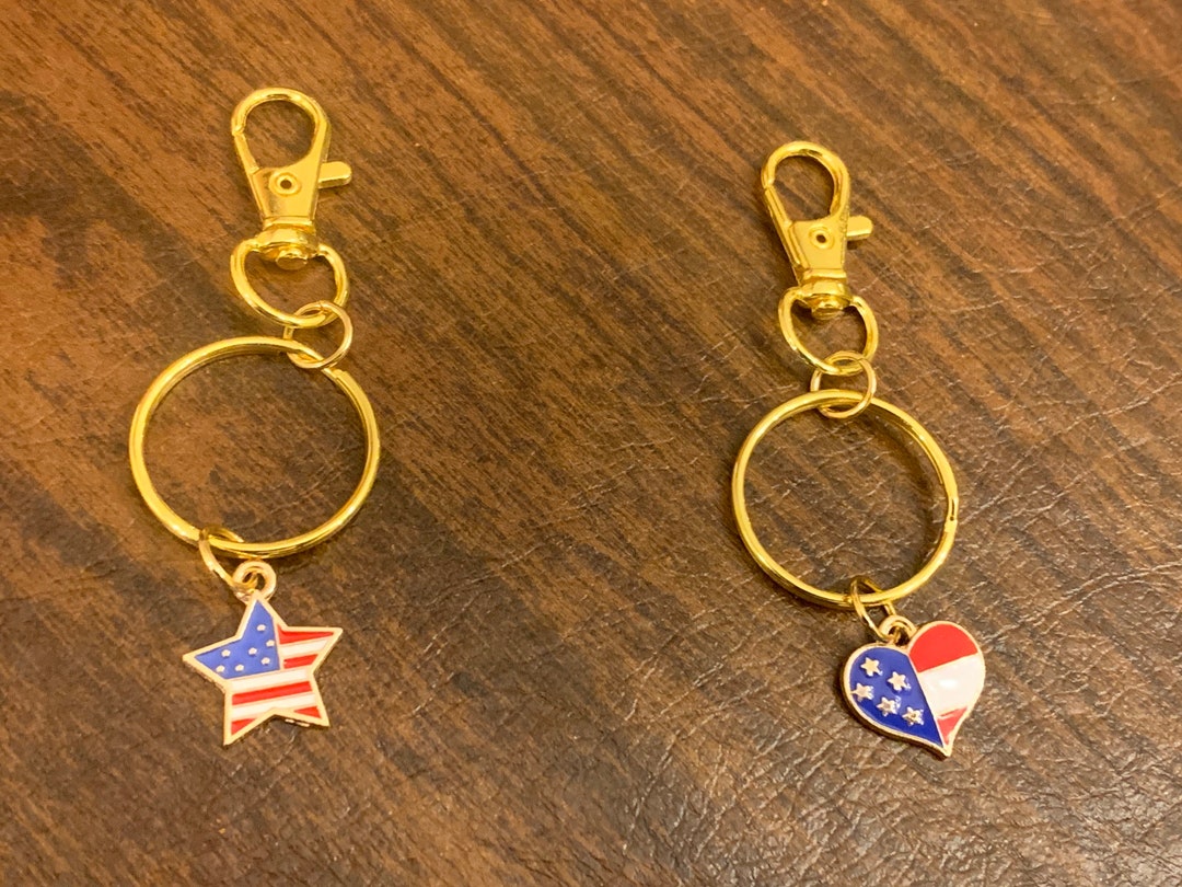 Patriotic Red White and Blue Keychains - Etsy