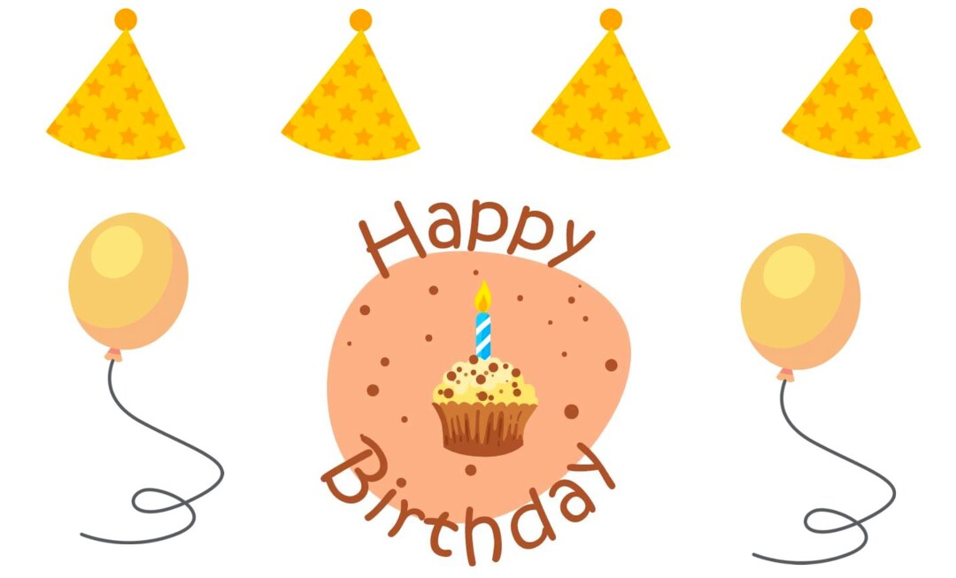 Cupcake and Hat Birthday Printable/digital Card - Etsy