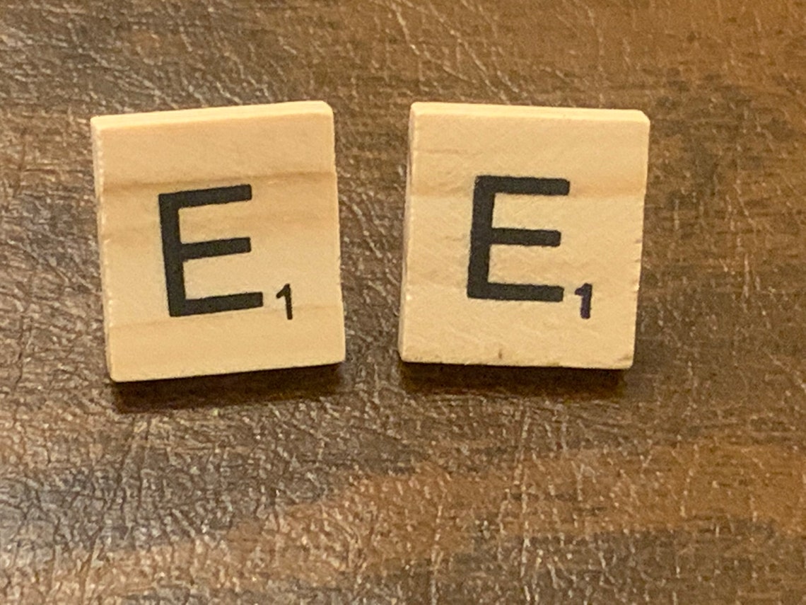 Wooden Square Letter E Stud Earrings - Etsy