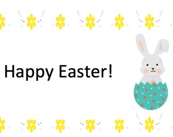 Printable Easter Bunny Card Digital Message - Etsy