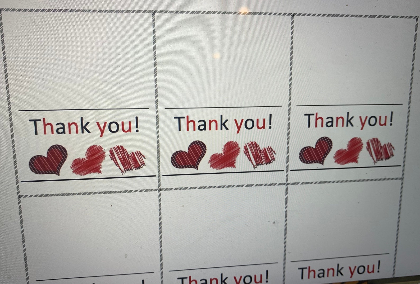 Set of 18 Printable Heart Thank You Notes | Etsy