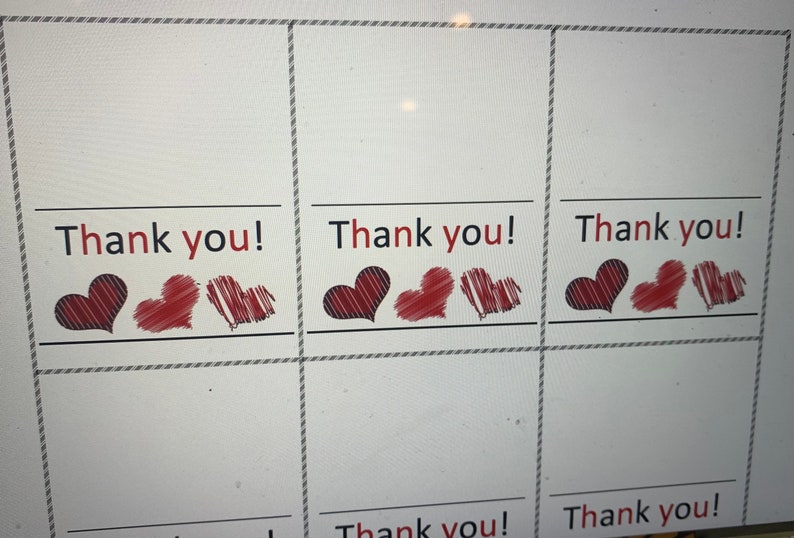 Set of 18 Printable Heart Thank You Notes | Etsy