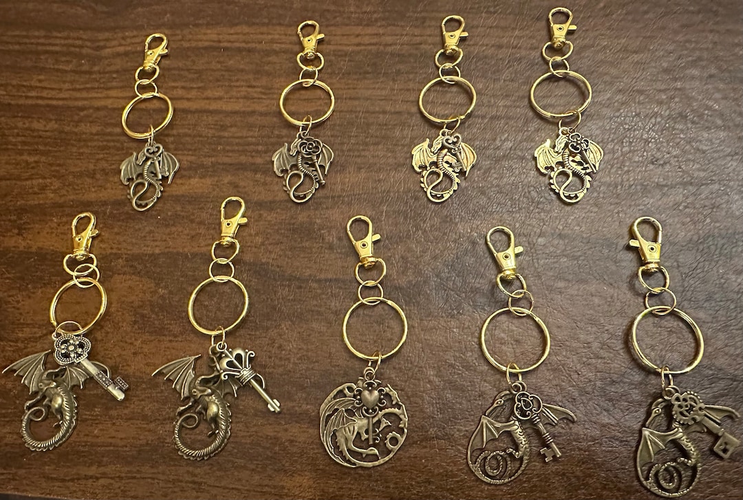 Gold and Bronze Tone Dragon Keychains - Etsy