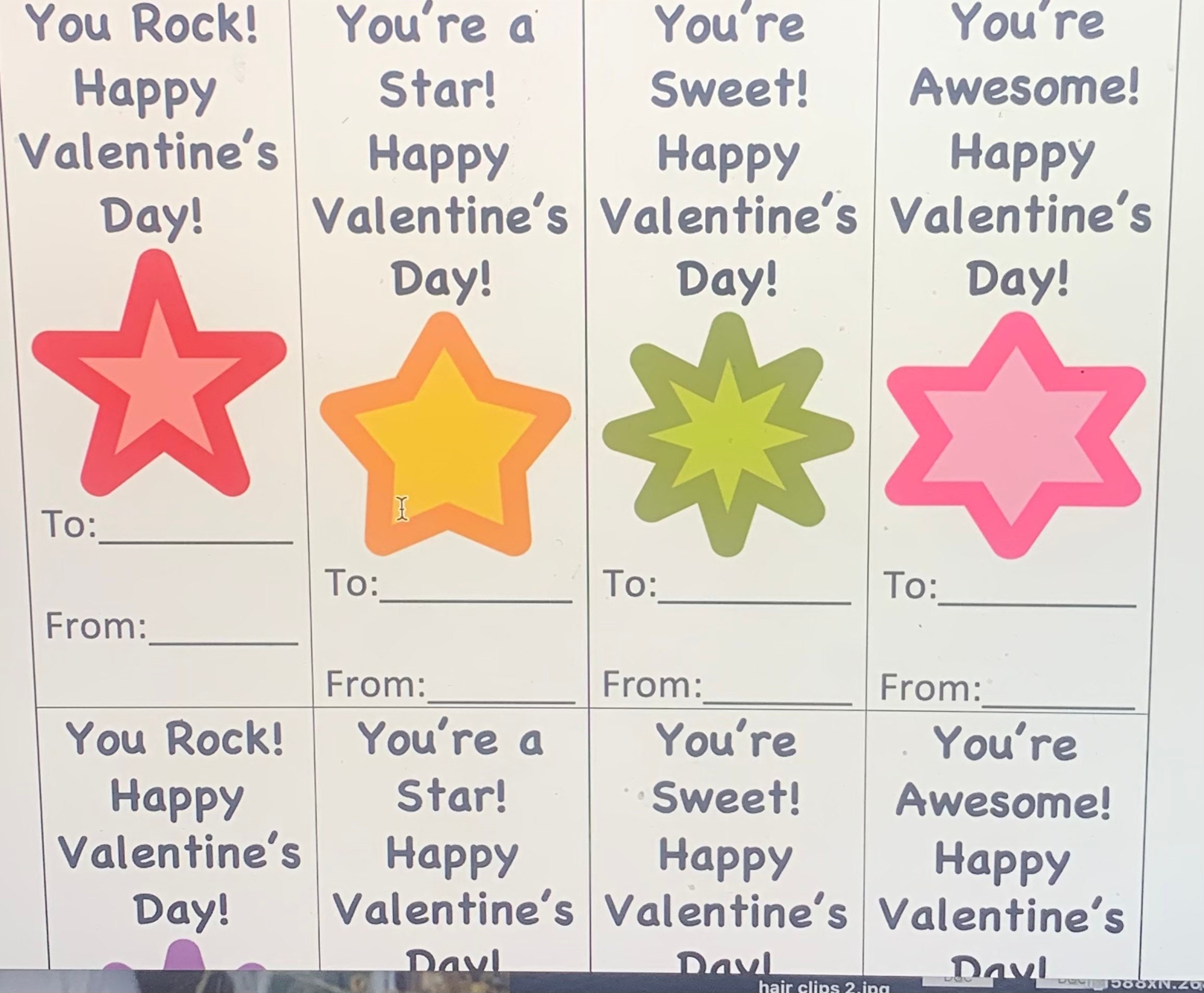 Printable Star Valentines-set of 20 - Etsy