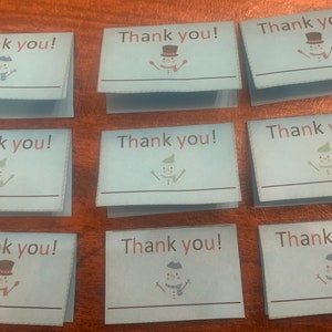 Snowman Thank You Cards - Etsy