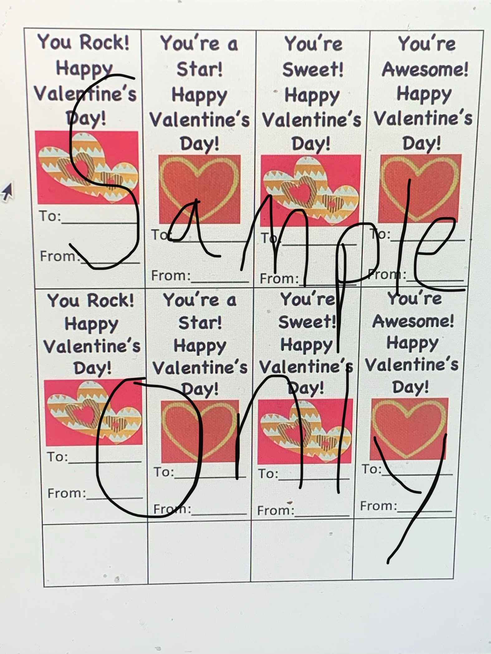 Editable: Set of 20 Large Printable Class Valentines | Etsy