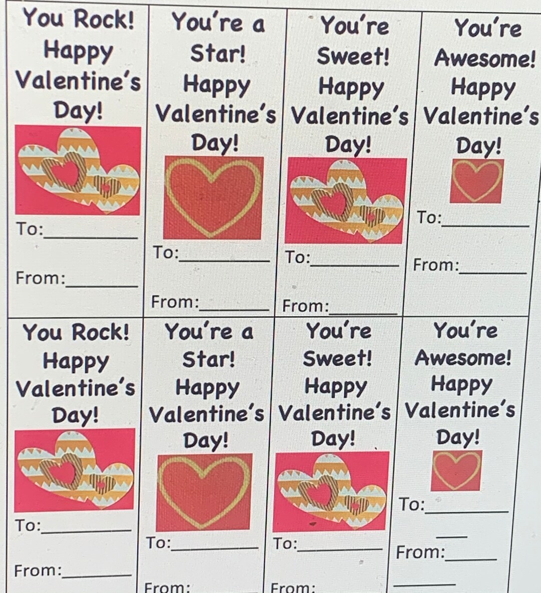 Editable: Set of 20 Large Printable Class Valentines - Etsy