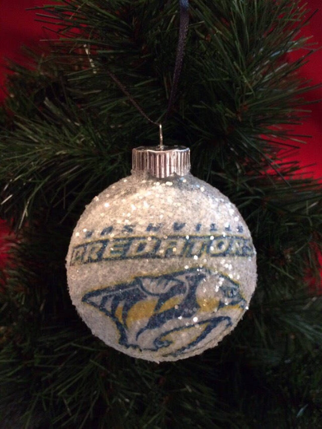 Nashville Predators Glass Glitter Ornament - Etsy