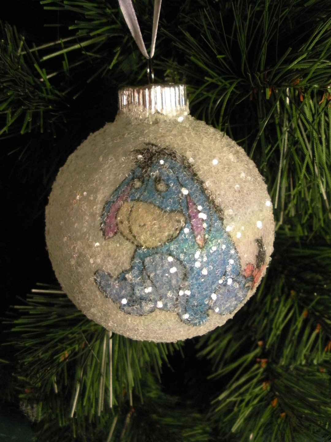 Winnie the Pooh's "eeyore" Glass Glitter Ornament - Etsy