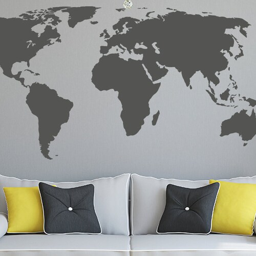 World Map Wall Decal Vinyl Wall Sticker Decals Home Decor Art - Etsy