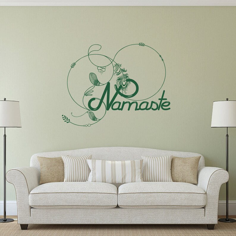 Namaste Feathers Wall Decal, Yoga Studio Art, Home Decor, Nursery Decor ...