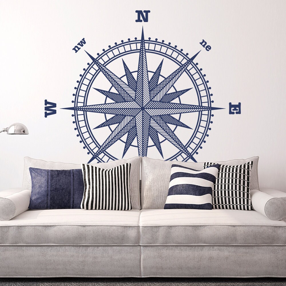 The Oceana Compass Wall Decal Works on Walls Ceilings and | Etsy