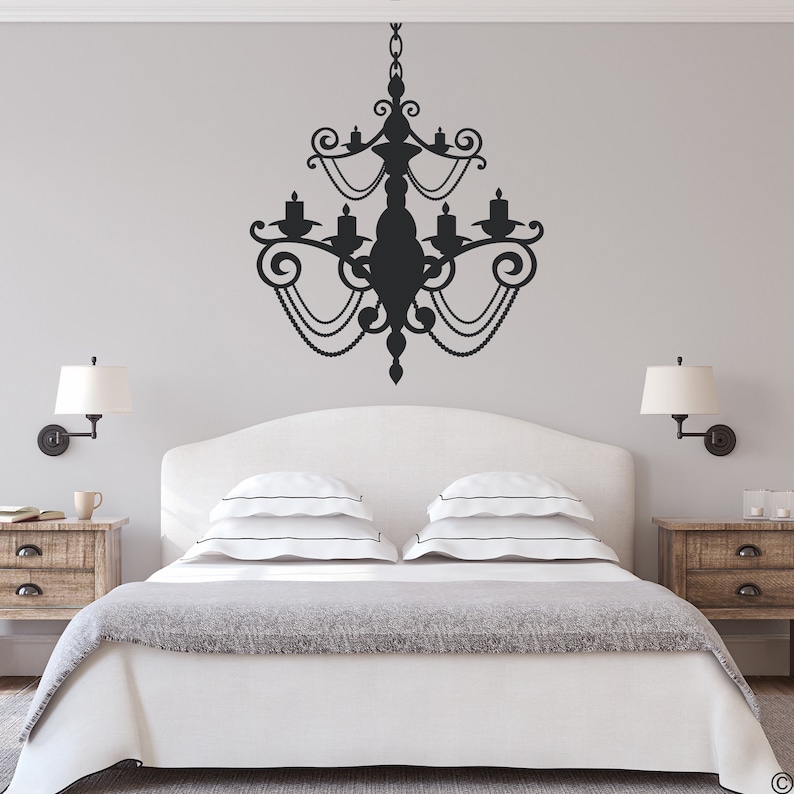 Chandelier Wall Decal Gothic Wrought Iron Home Decor Removable - Etsy