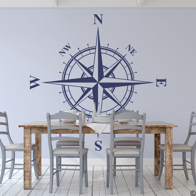 Compass Wall Decal, the Charles, Nautical Home Decor for Walls ...
