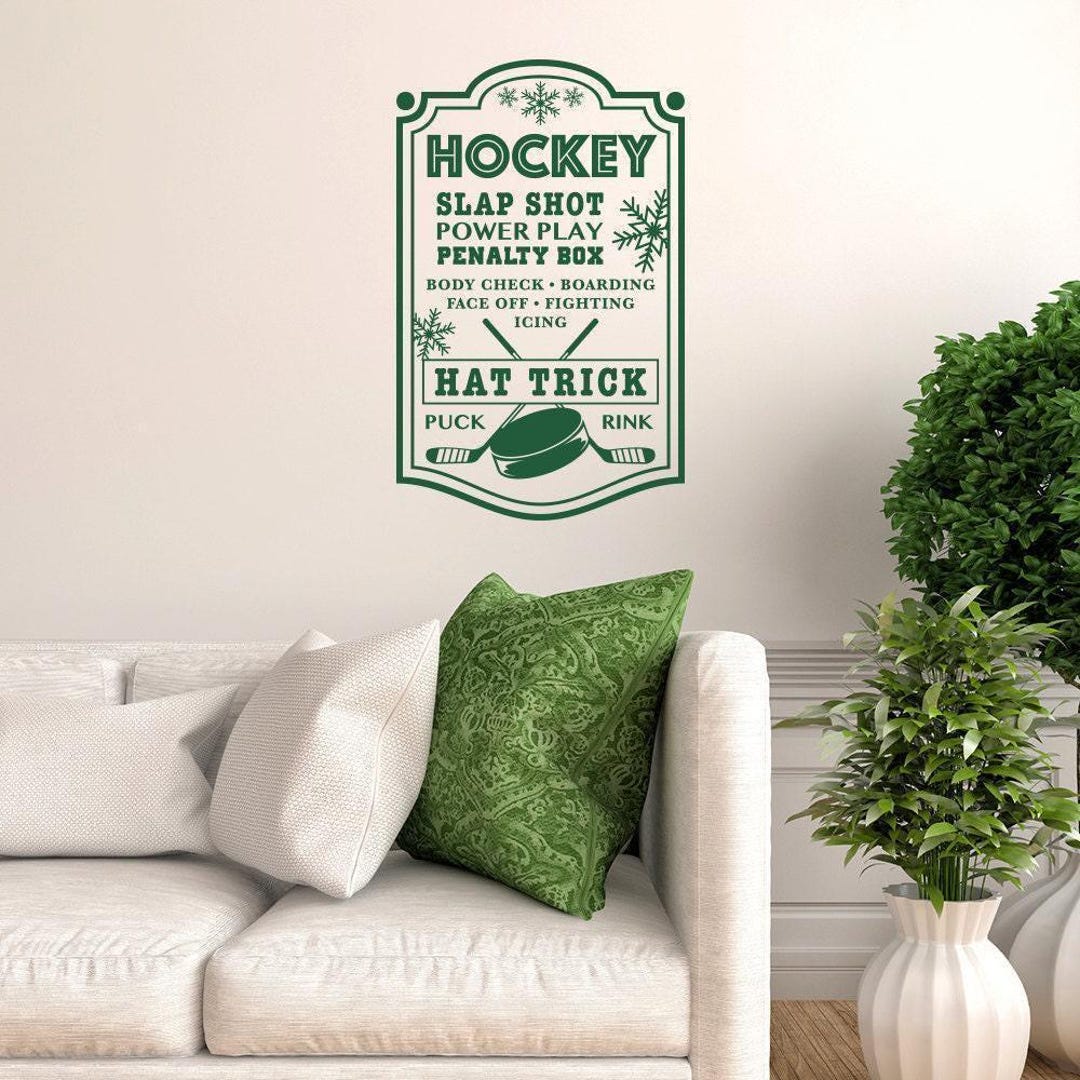 Hockey Vinyl Wall Decal: Slap Shot, Hat Trick, Power Play L195 - Etsy
