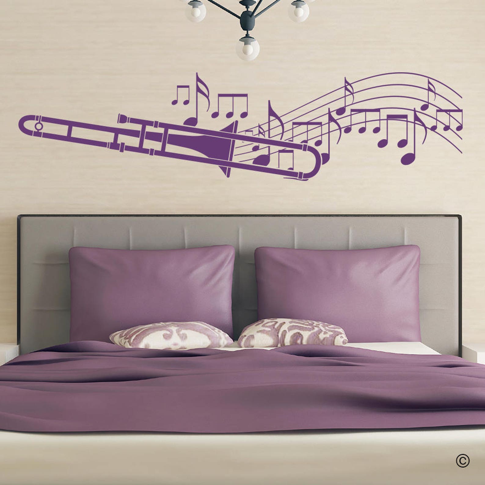 Trombone With Music Sheet Notes Vinyl Wall Decal K674 - Etsy