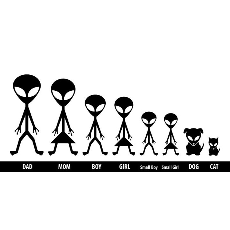 Pick Your Own Alien Stick Figure Family Vinyl Decal fits | Etsy