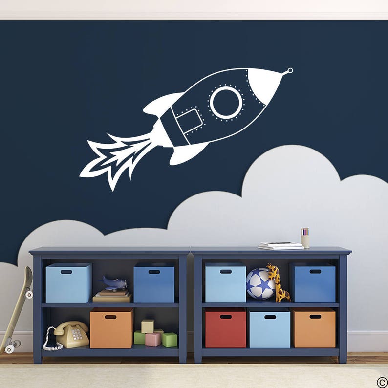 Rocket Ship Wall Decal for Nursery Kids Room and More K696 - Etsy