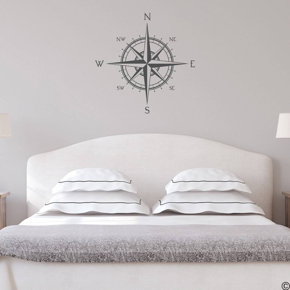 Compass Rose Wall Decal Nautical Home and Nursery Decor Beach - Etsy