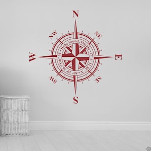 Customizable Compass Rose Vinyl Wall Decal: Add Coordinates K771 - Etsy